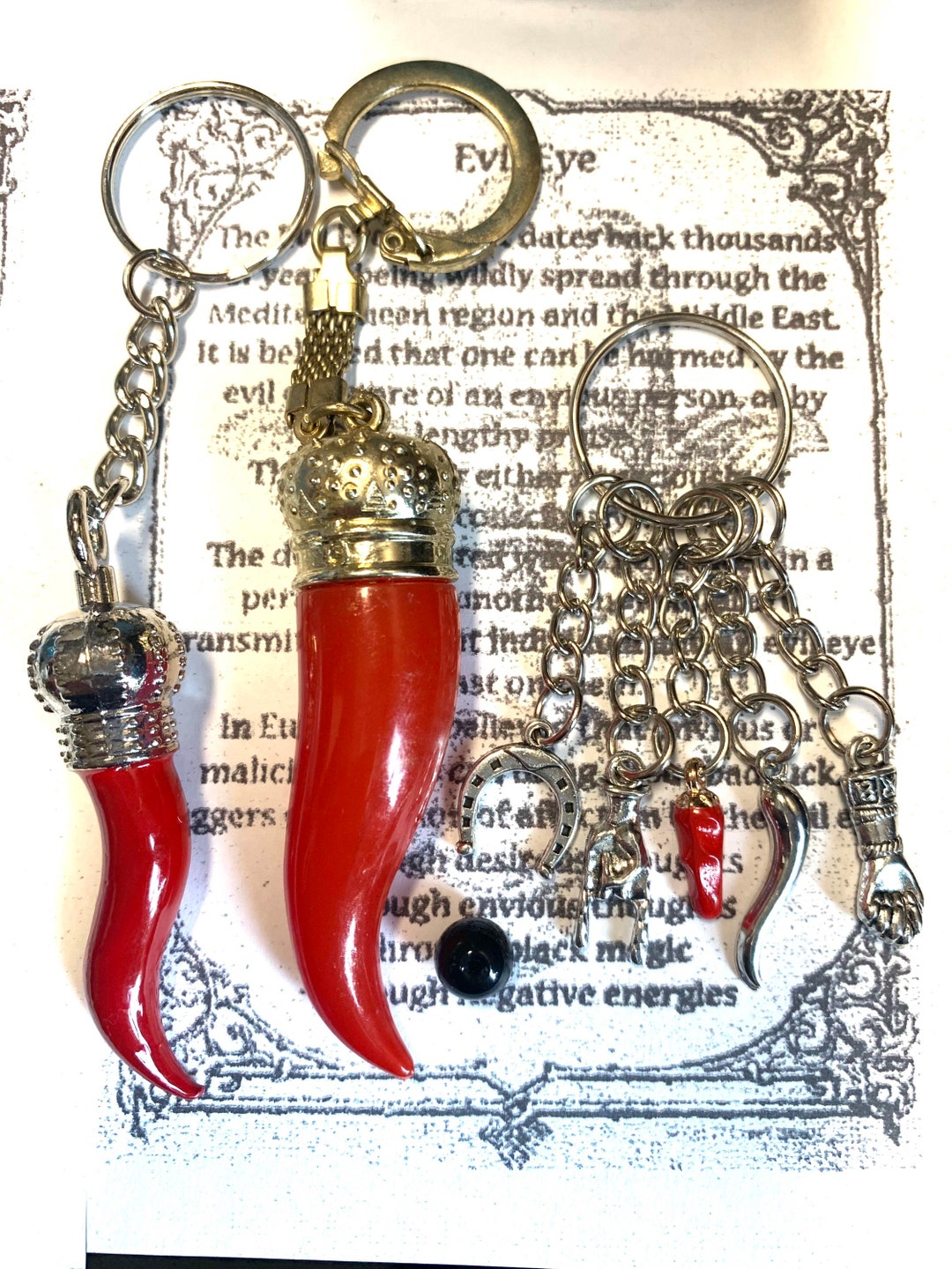 Italian Malocchio set of 3 Keychains gift malocchio formula translation ...