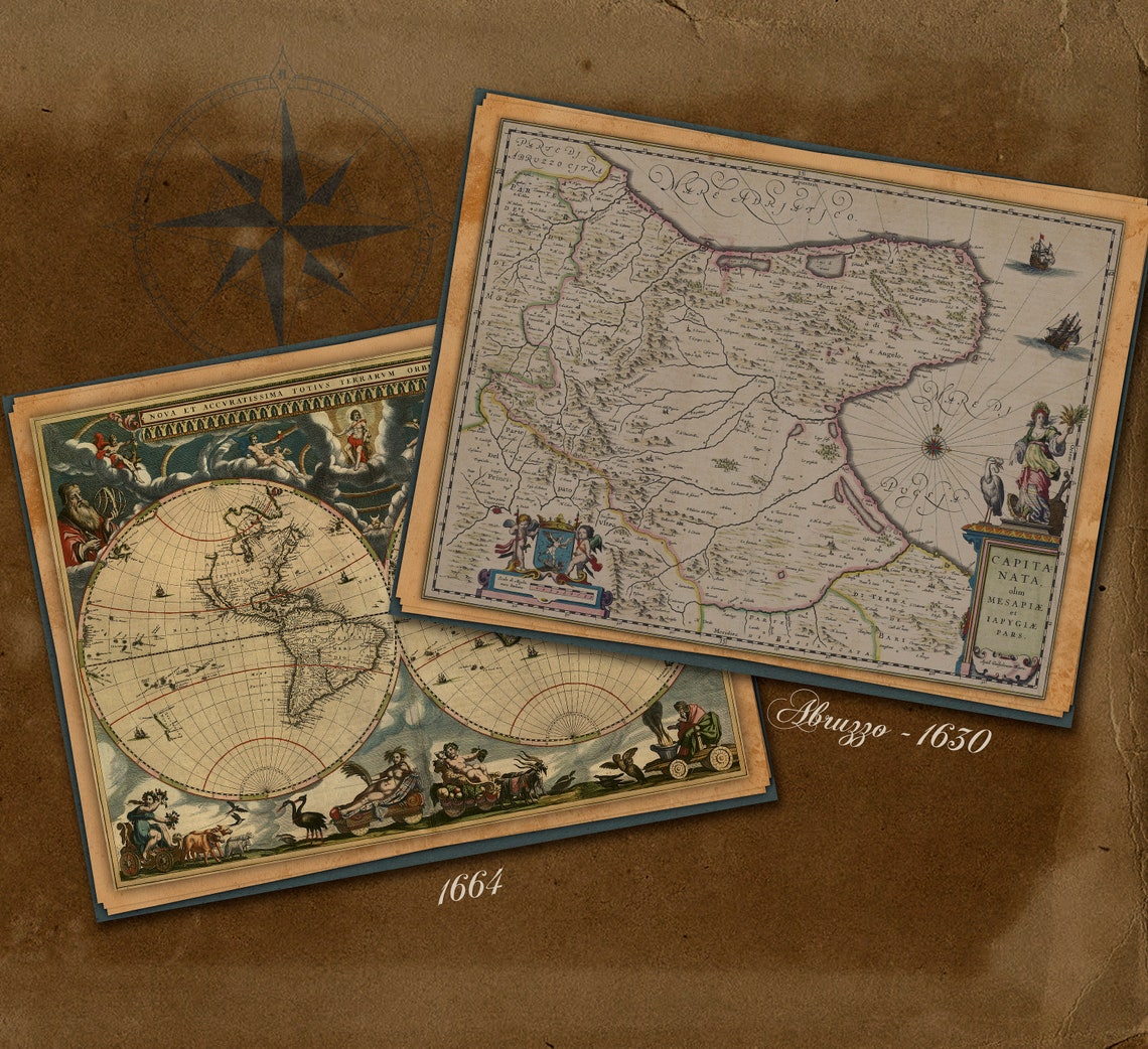 Paquete de papel Mapas antiguos mapas hechos a mano XIV XV | Etsy