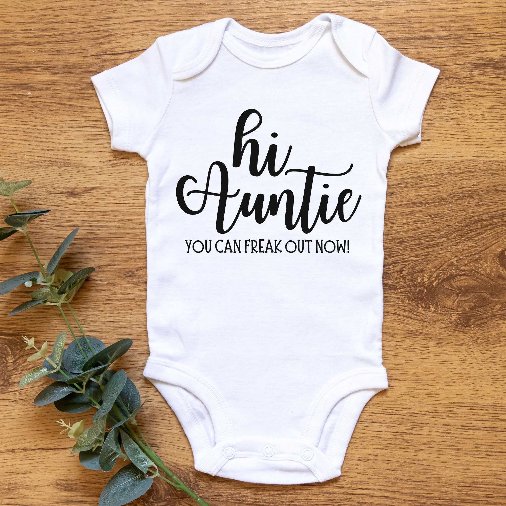 Pregnancy Reveal Hi Auntie You Can Freak Out Now Fun Baby Vest - Etsy