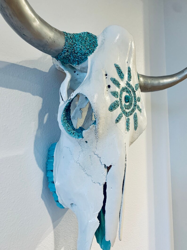 Authentic Hand Crafted Turquoise Inlay Steer Skull Wall Art - Etsy