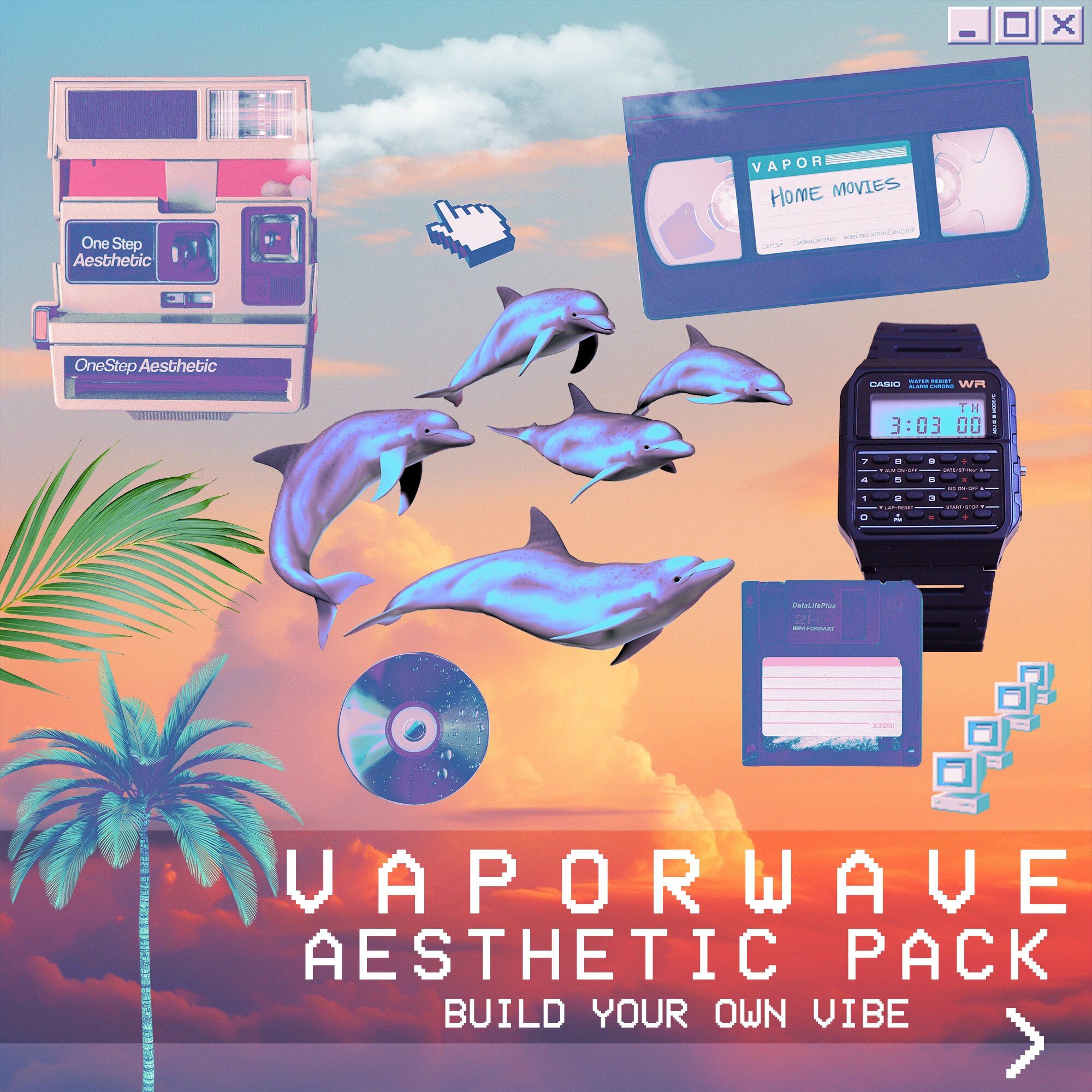 Vaporwave Aesthetic Pack, Instant Download Y2K 80s 90s Webcore Neon ...