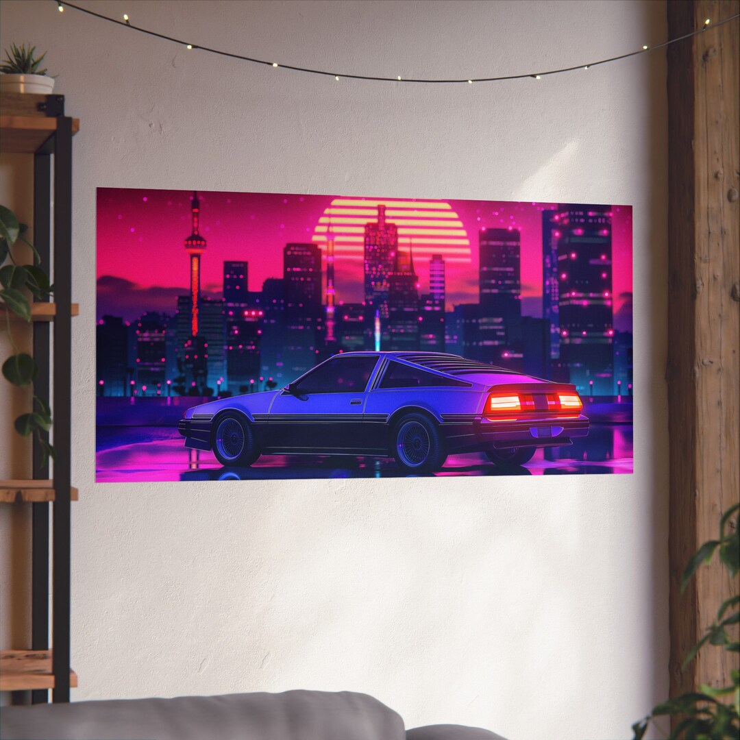 80's Night in the City Poster - Outrun Sunset Synthwave Print Decor ...