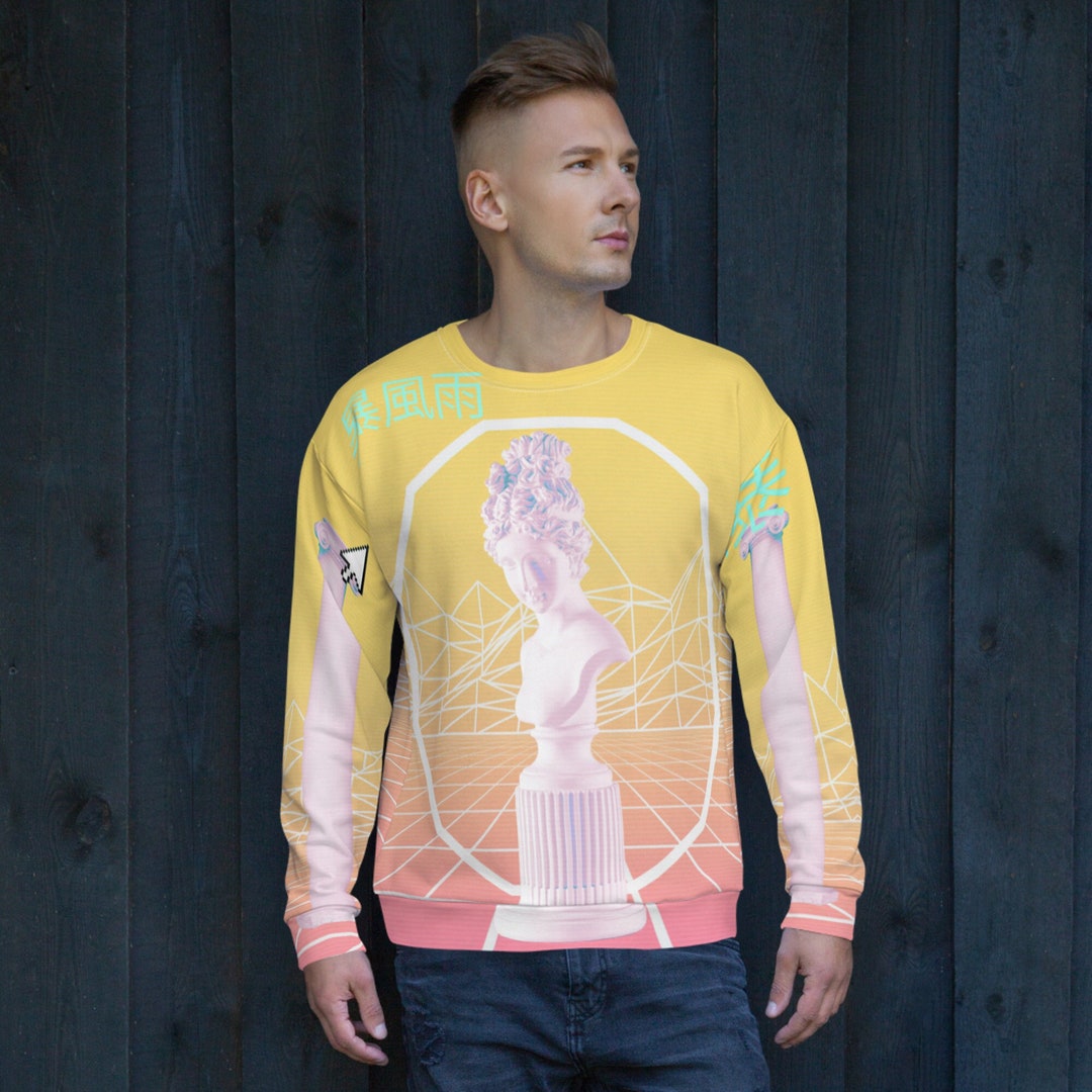 Vaporwave Aesthetic Statue Sweatshirt | Webcore Techwear Sweater - Etsy