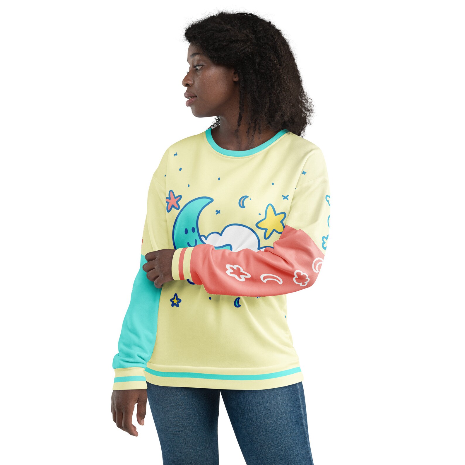 Cute Moon & Stars Sweater Cute Pastel Aesthetic Kidcore - Etsy