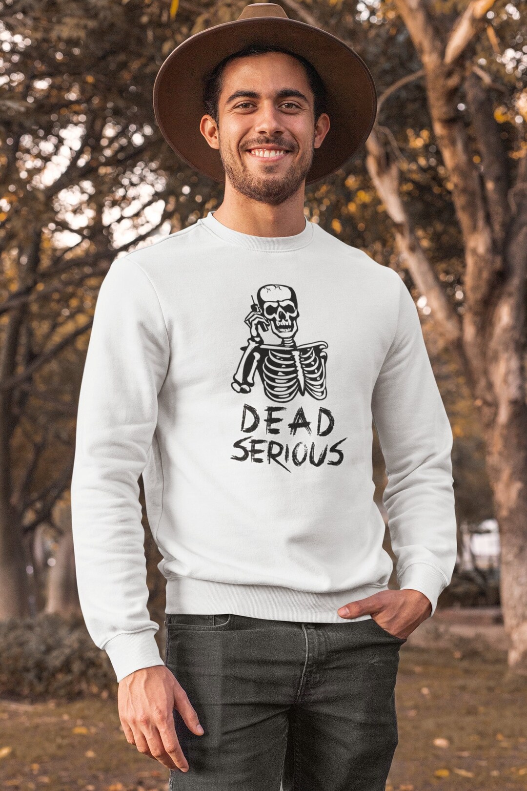 Dead Serious Funny Skeleton Halloween Sweatshirt Unisex - Etsy