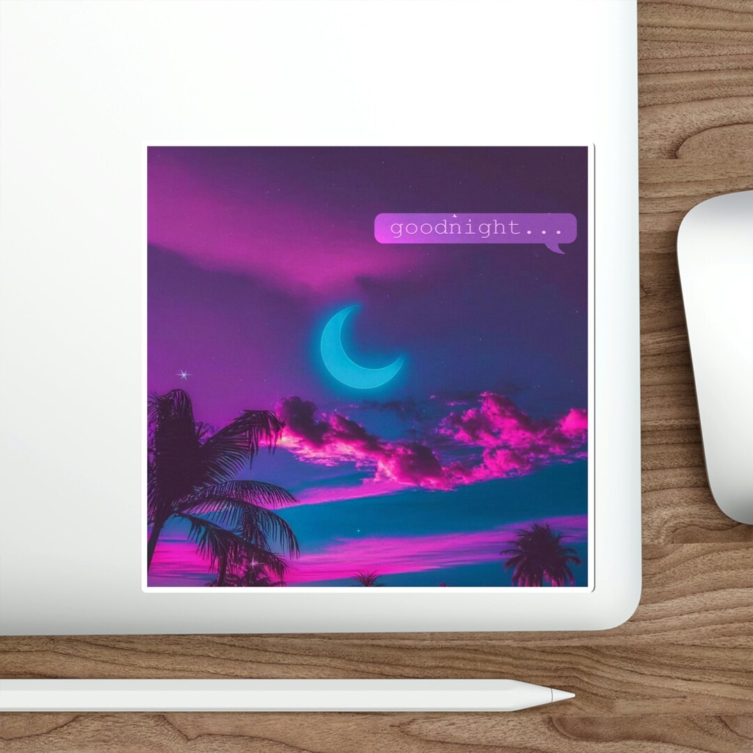 Goodnight... Text Msg Sticker | Vaporwave Night Sky Y2K Aesthetic ...