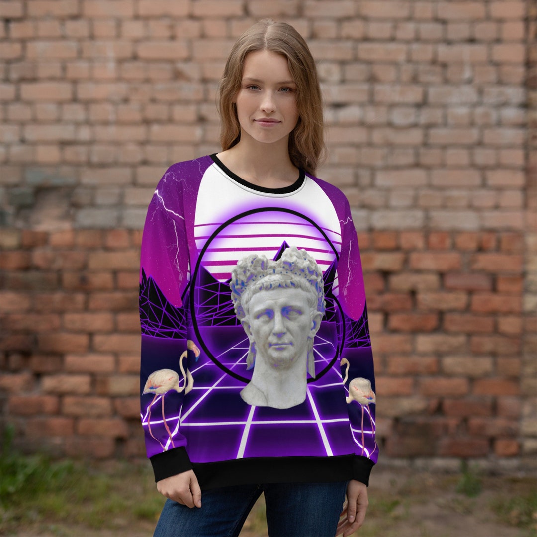 SYNTHWAVE 80's Statue Sweatshirt | Vaporwave Sunset Flamingo Miami ...