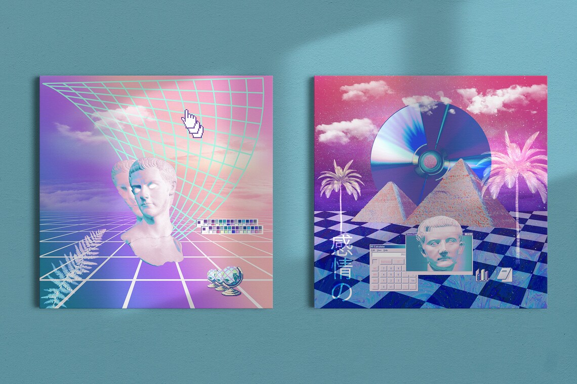 10 Vaporwave Wall Art Downloadable Printables 12x12 | Aesthetic ...