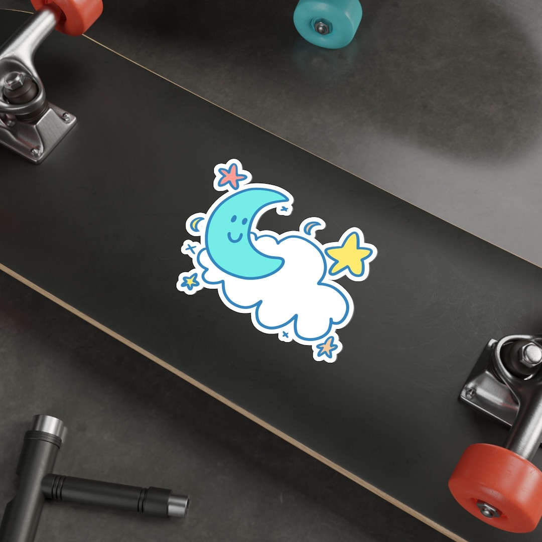Cute Moon & Stars Sticker | Vaporwave Pastel Aesthetic Cloud Kidcore ...