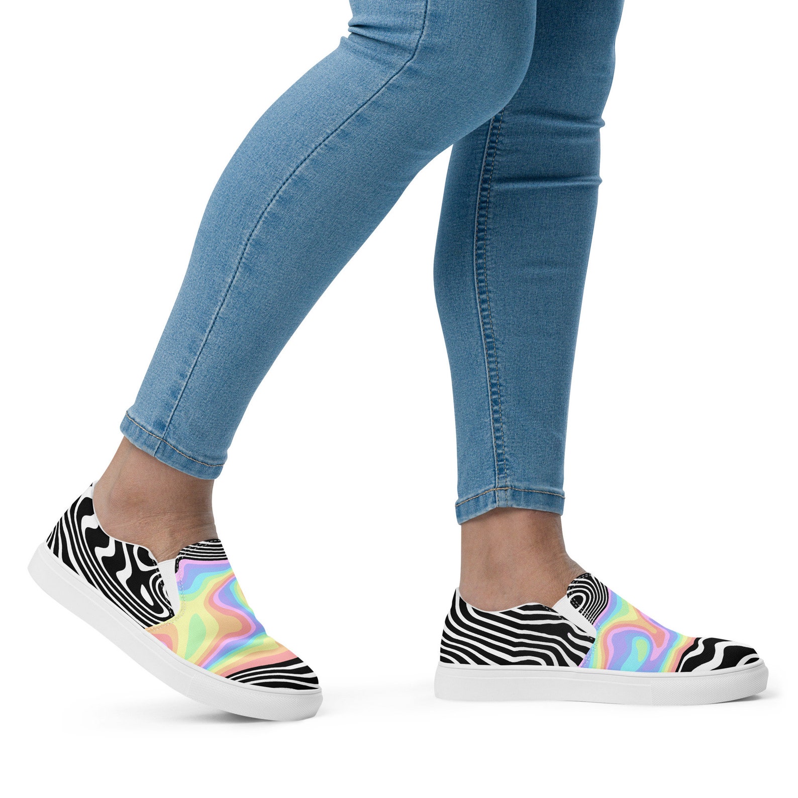 Trippy RGB Melt Women’s Slip-on Canvas Shoes - Psychedelic Y2K ...