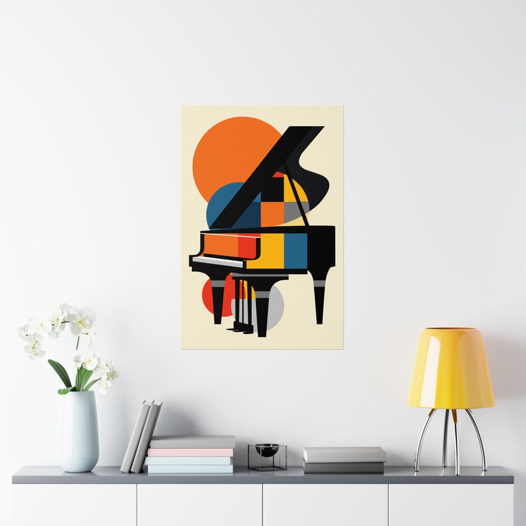 Bauhaus Piano Poster Art Print | Abstract, Geometric, Mondrian, Minimal ...