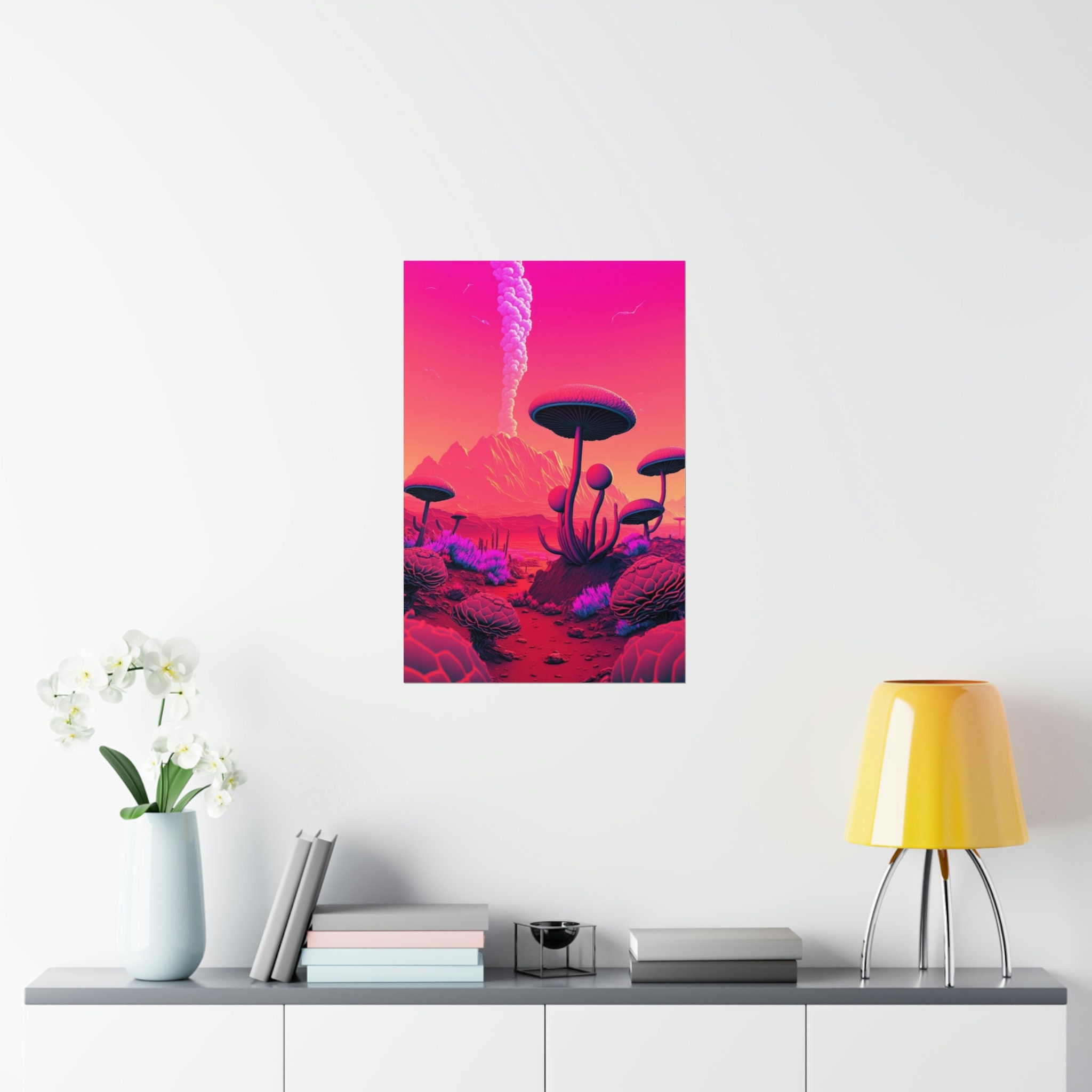 Sci-fi Alien Mushroom Planet Matte Poster Art Print Aesthetic Game Room ...