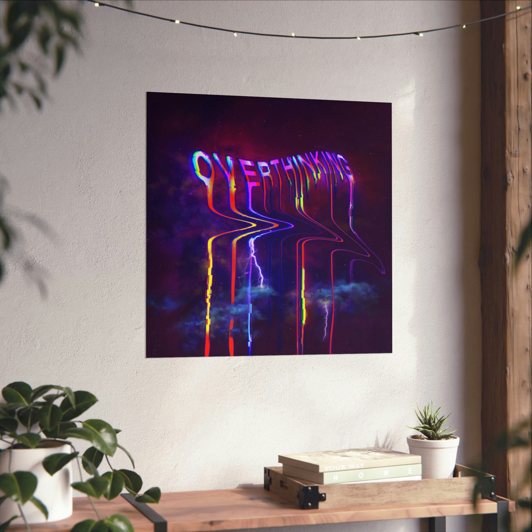 Abstract 'overthinking' Typography Art Print: Glitch Home Decor - Etsy