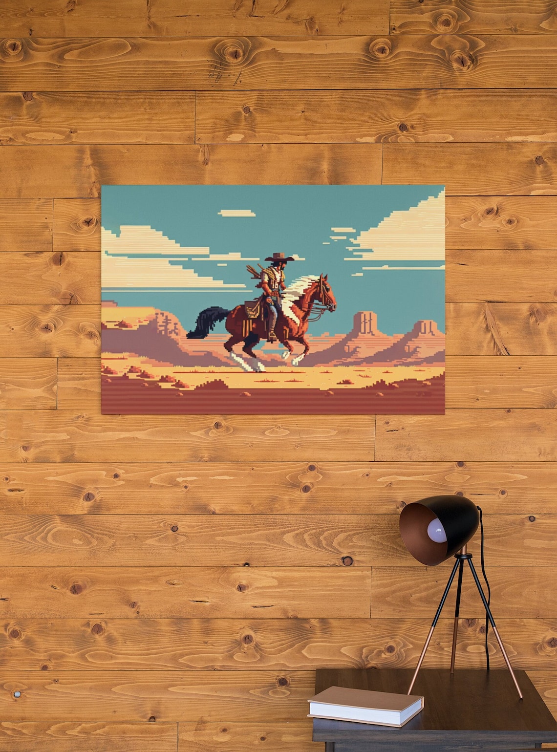Western Cowboy Pixel Art Printable | Aesthetic Texas Rodeo Western ...