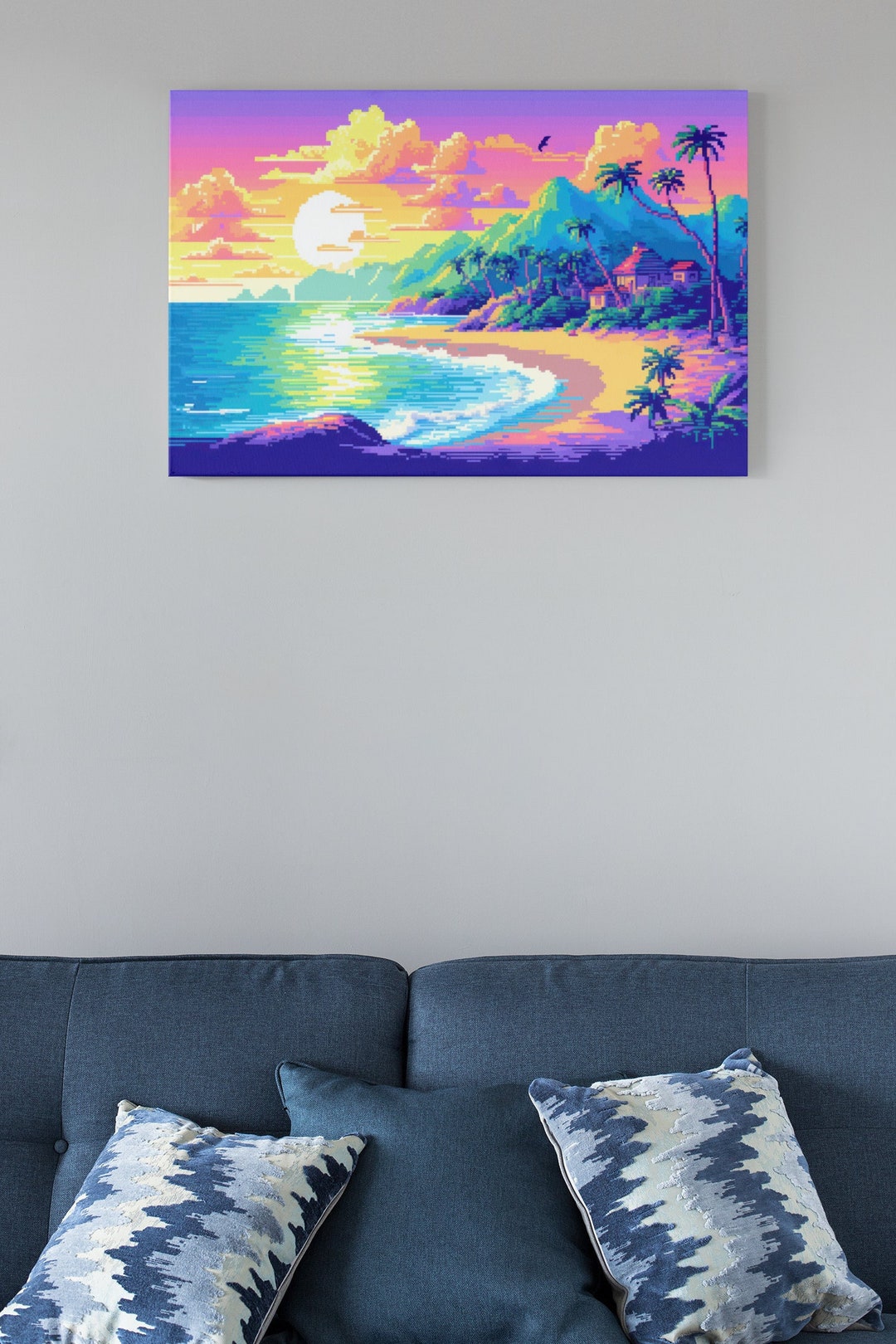 Vaporwave Beach Pixel Poster Matte Art Print | Aesthetic New Zealand ...