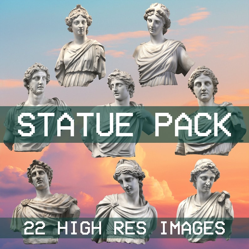 Aesthetic Statue Pack, Vaporwave Bust Aesthetic - Instant Download PNG ...