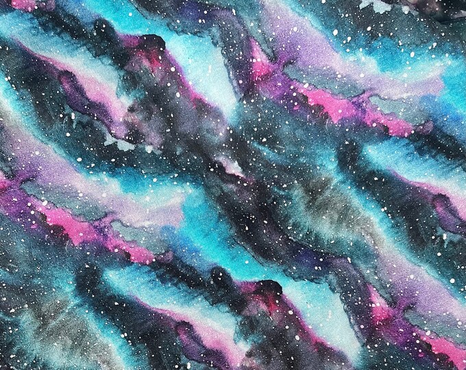 Watercolour Galaxy Fabric 100% Cotton, Quilting Material, Space Fabric ...