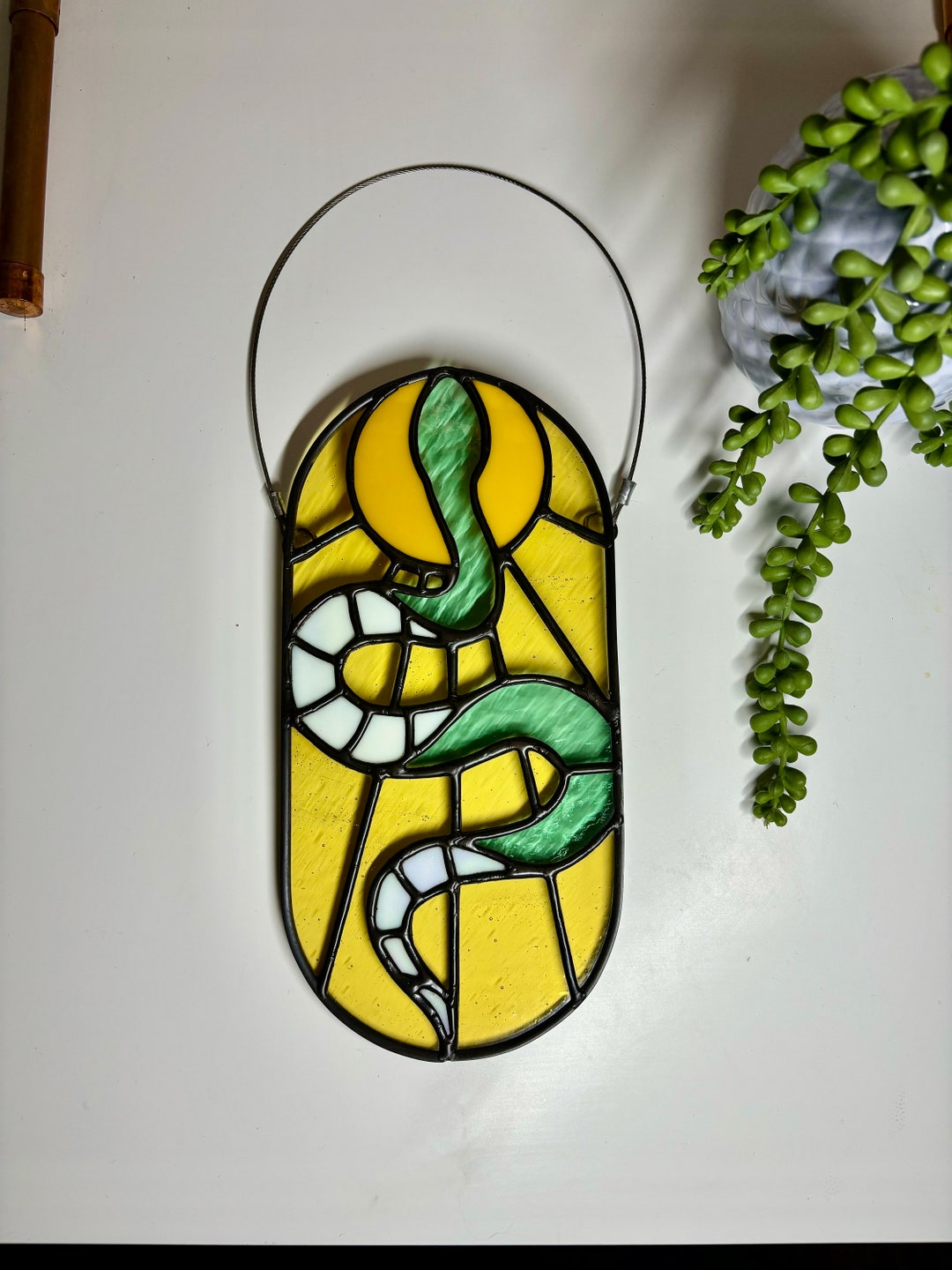 Retro Sun Snake Handmade Stained Glass Suncatcher *made to Order - Etsy