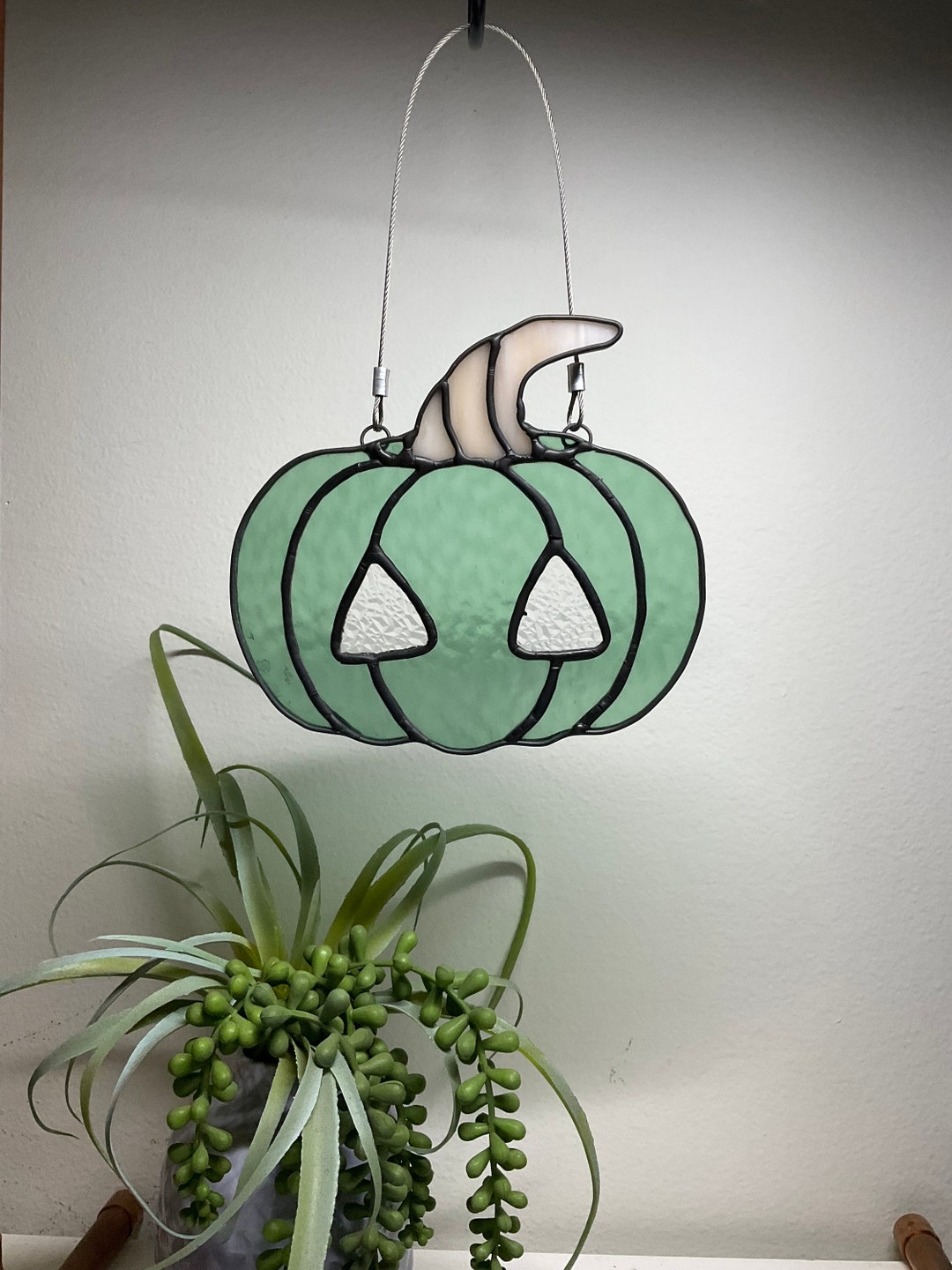 Jack O'lantern Stained Glass Hanging, Halloween Window and Wall Decor ...