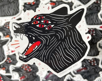 Psychedelic Wolf Vinyl Sticker Moon Phases Decal Magic Mushrooms ...