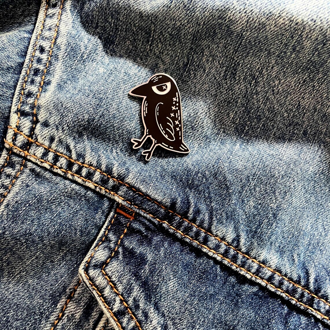 Crow Pin Enamel Pin Hard Enamel - Etsy
