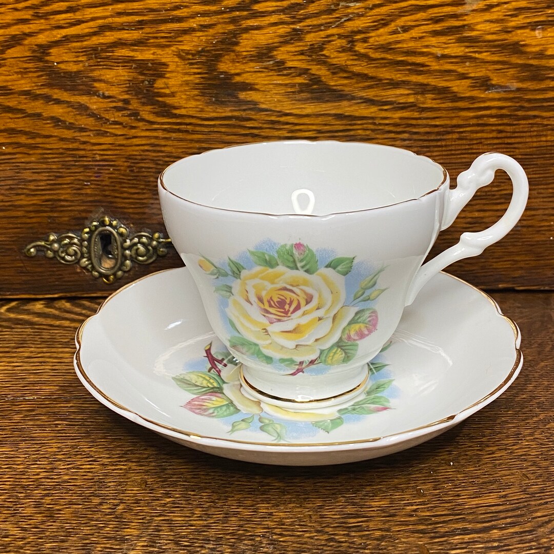 Yellow Rose China Tea Cup & Saucer - "silver Queen" Regency Bone China ...