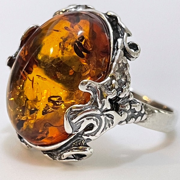 Vintage Amber Ring - Etsy