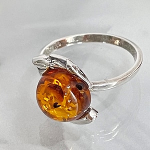 Honey Natural Baltic Amber Ring, Natural Amber Jewelry, Sterling Silver ...