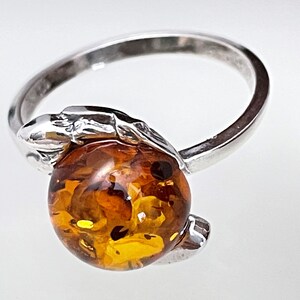 Honey Natural Baltic Amber Ring, Natural Amber Jewelry, Sterling Silver ...