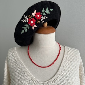 Floral Embroidered French Beret, Hand Embroidery Beret Women, Winter ...