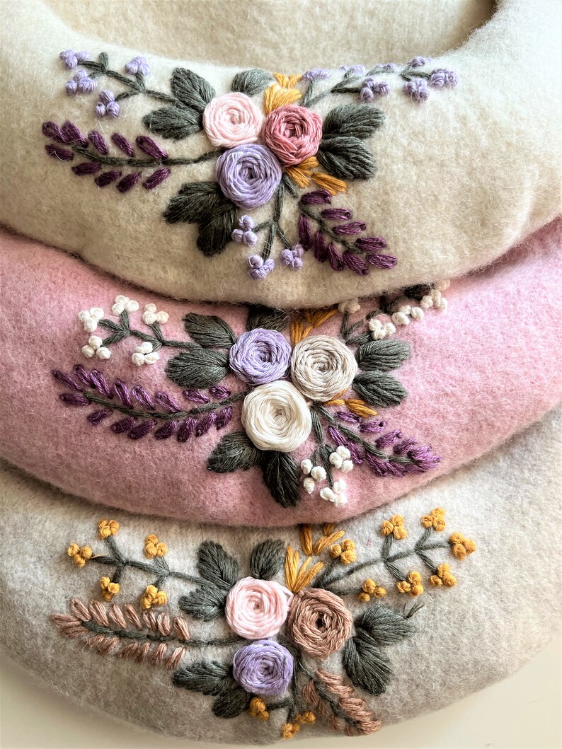 Hand Embroidered 100% Wool Flower French Beret, Winter French Cap ...