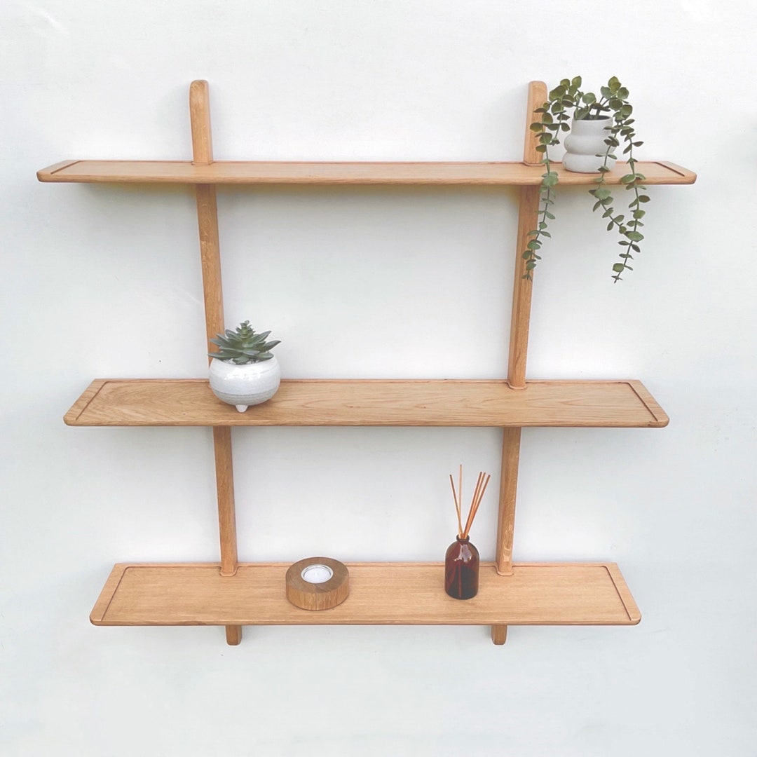 Oak Shelves Large Triple Wall Shelf Unit in Oak - Etsy