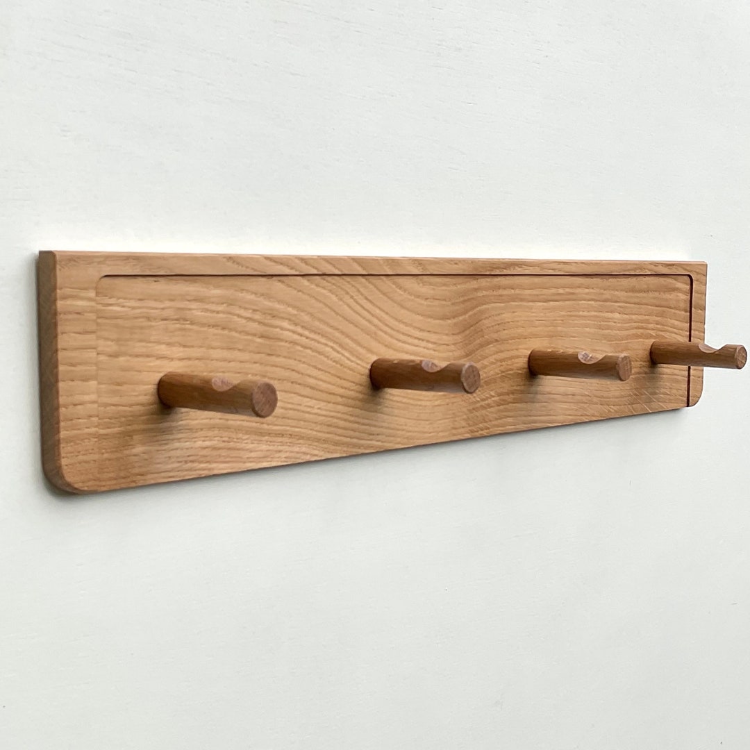 Solid Oak Peg Rail Coat Rack Peg Hooks Coat Hook - Etsy