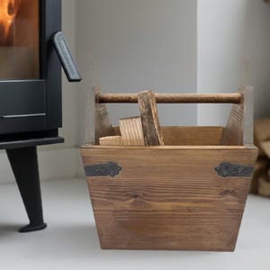 Kindling Storage Box With Oak Handle. - Etsy