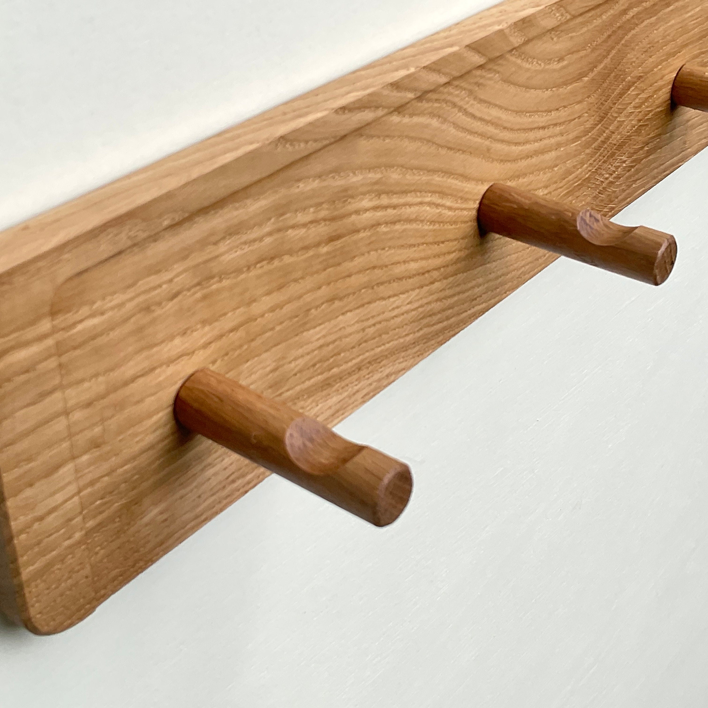 Solid Oak Peg Rail Coat Rack Peg Hooks Coat Hook - Etsy