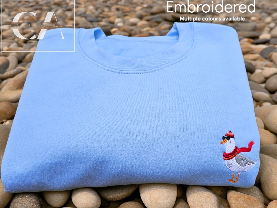 Embroidered Seagull Sweatshirt: Cozy Unisex Fit - Etsy