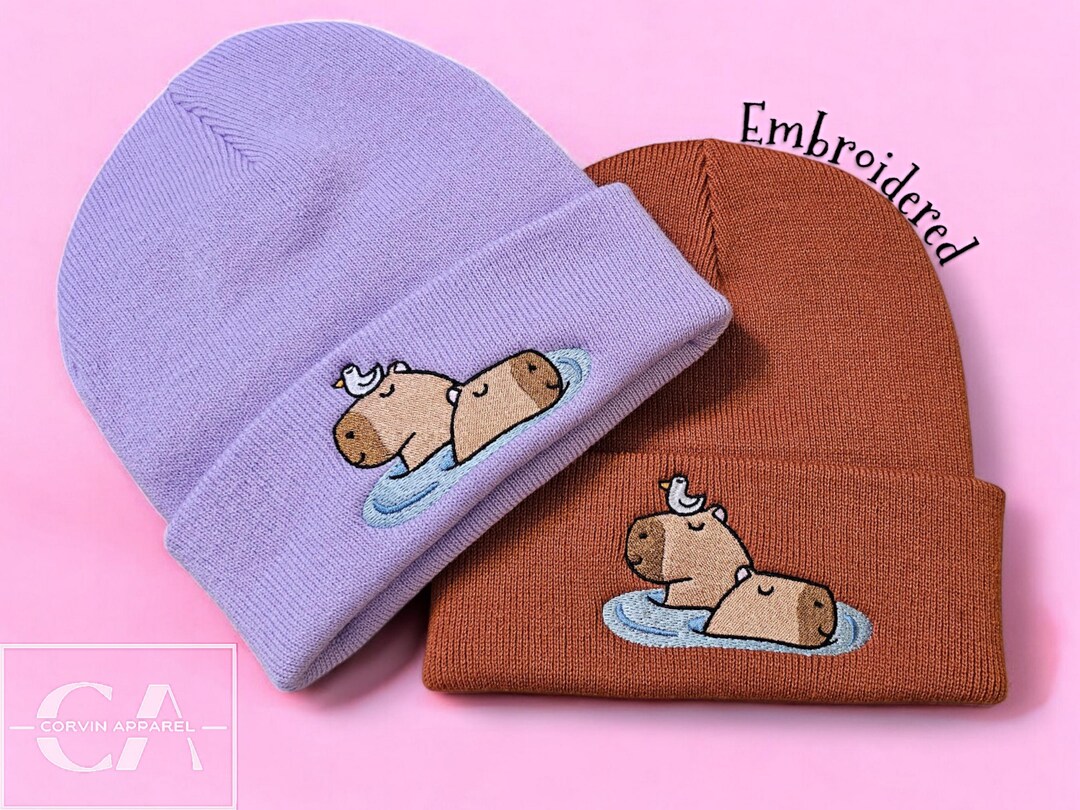 Gorro bordado de capibara: un divertido regalo para un cerdo acuático ...