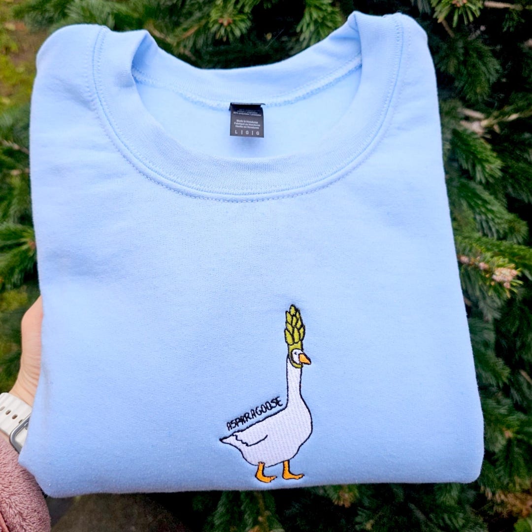Asparagoose Embroidered Sweatshirt, Funny Goose Crewneck, Cute ...