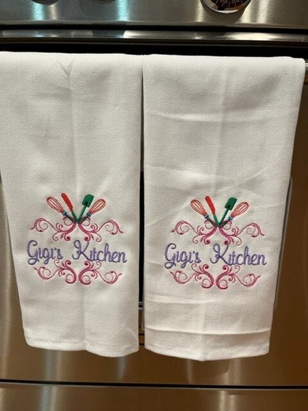 Personalized and Embroidered Kitchen Towels - Each Set Comes With Two ...
