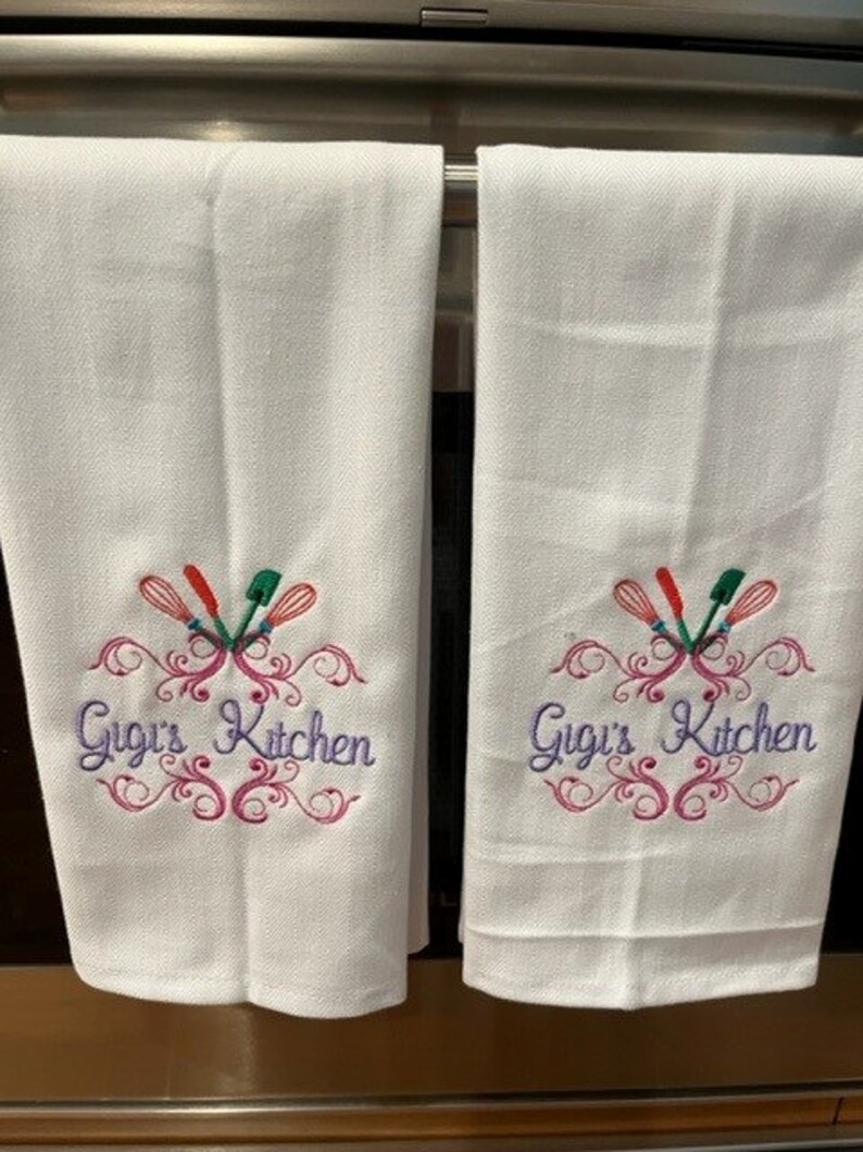 Personalized and Embroidered Kitchen Towels - Each Set Comes With Two ...