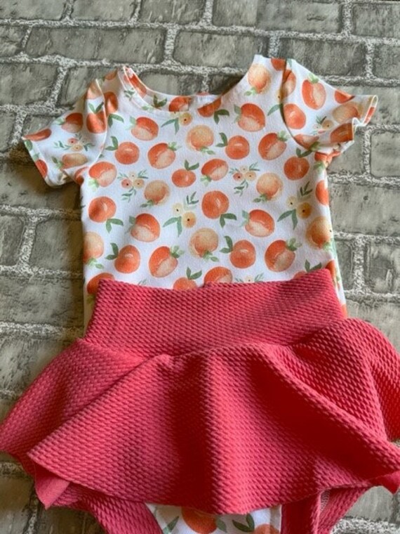 Colorful Peach Bodysuit With Matching Skirted Bummies - Etsy