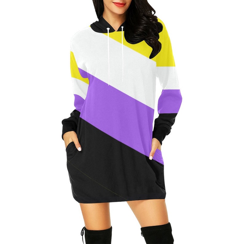 Nonbinary Pride Lgbt Hoodie Mini Dress Lgbt Enby Pride Month Etsy