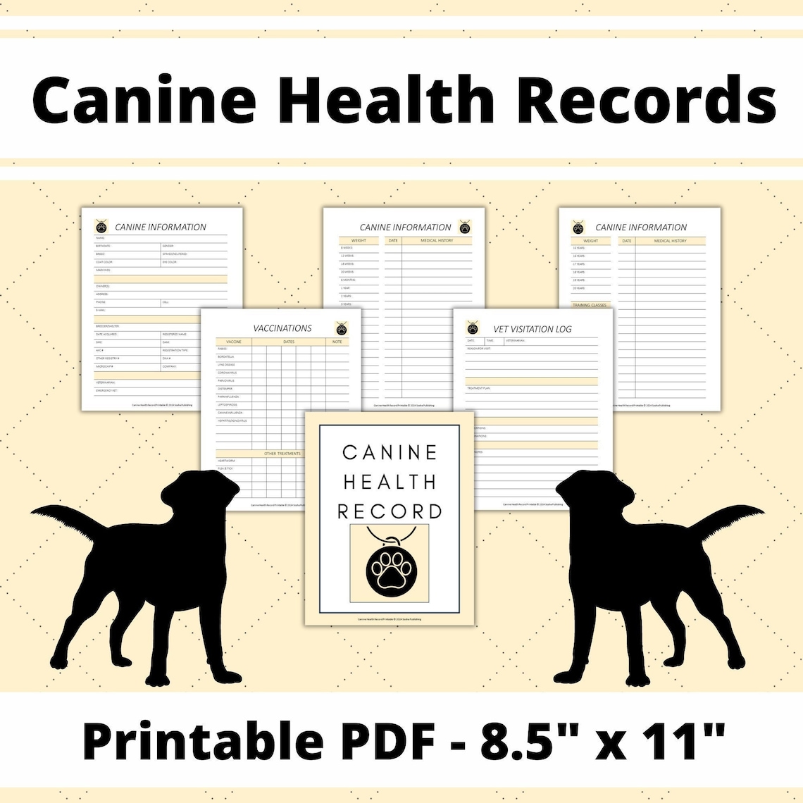 Canine Health Record, Dog Health Record, Dog Vaccination Record, Pet ...