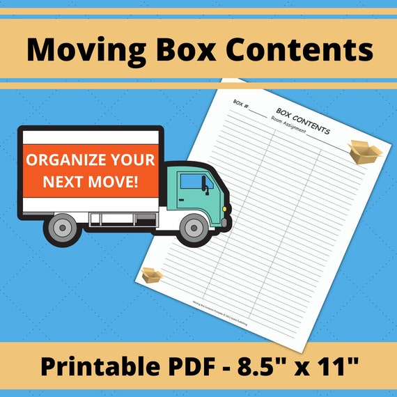 Moving Box Contents Printable Moving Planner Moving | Etsy