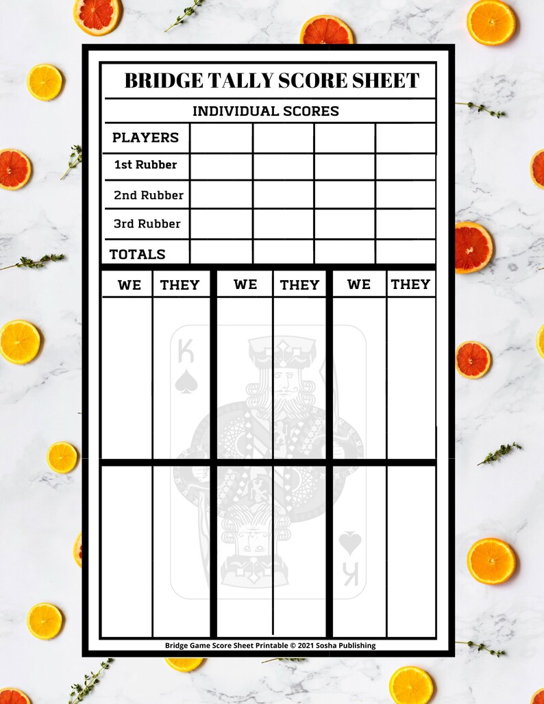 Bridge Game Score Sheets, Printable Bridge Score Pad, Bridge Score Card ...