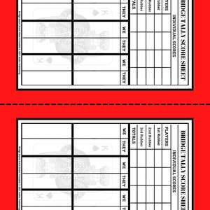 Bridge Game Score Sheets, Printable Bridge Score Pad, Bridge Score Card ...