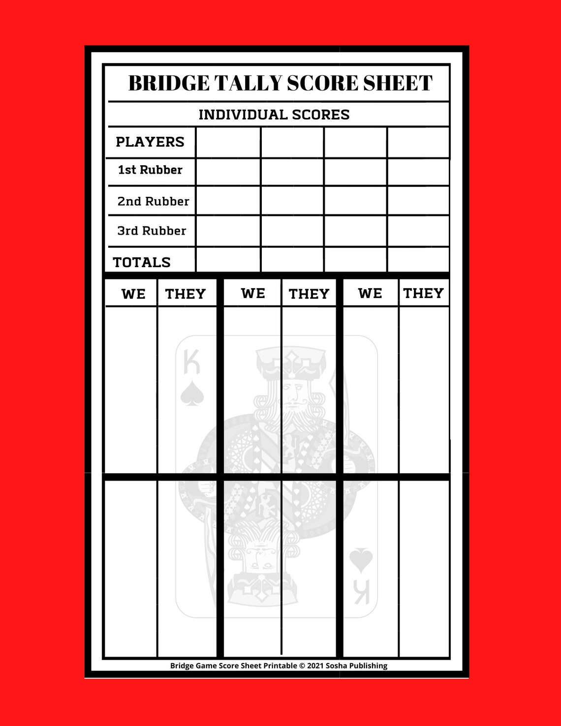 Bridge Game Score Sheets, Printable Bridge Score Pad, Bridge Score Card ...