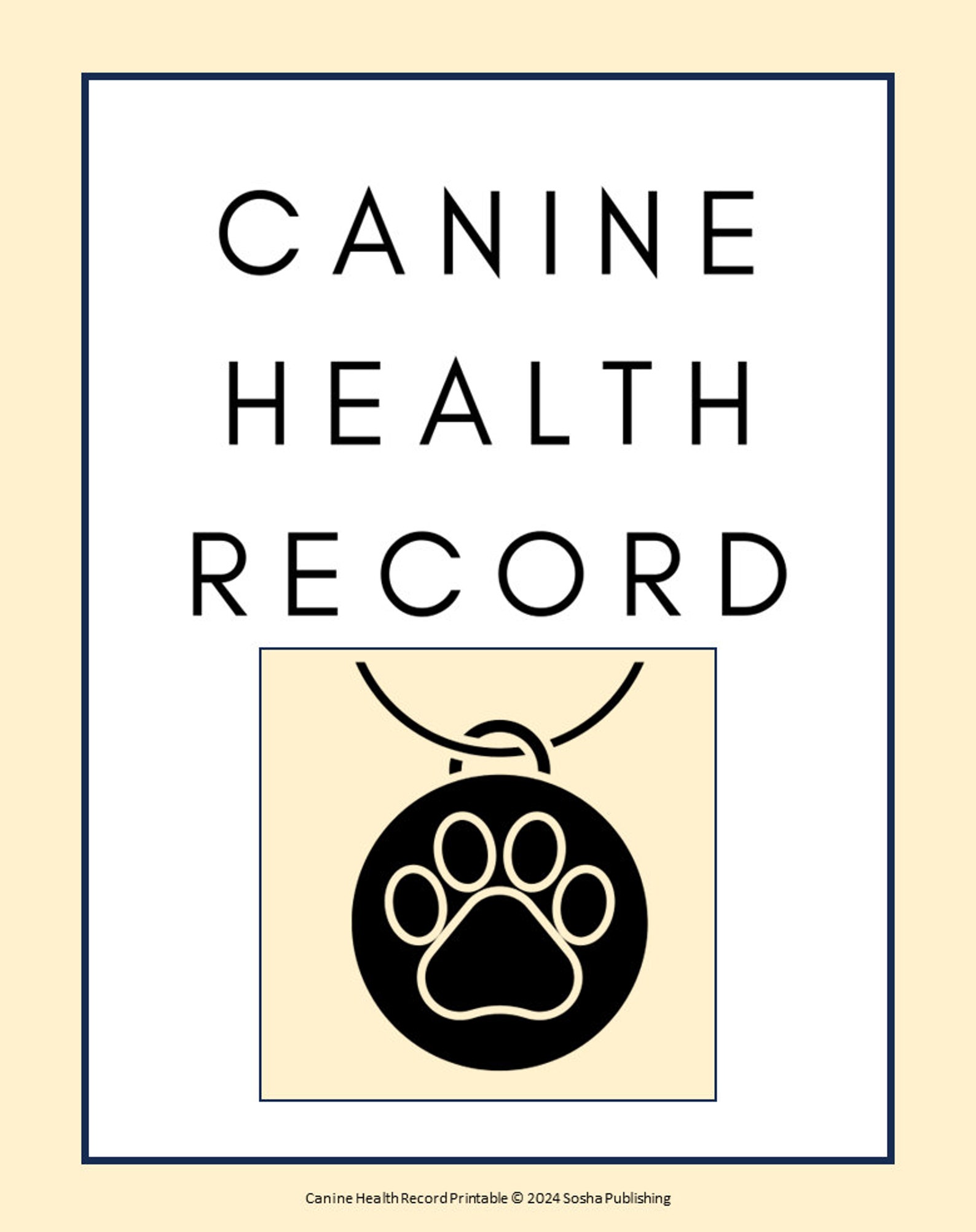 Canine Health Record, Dog Health Record, Dog Vaccination Record, Pet ...