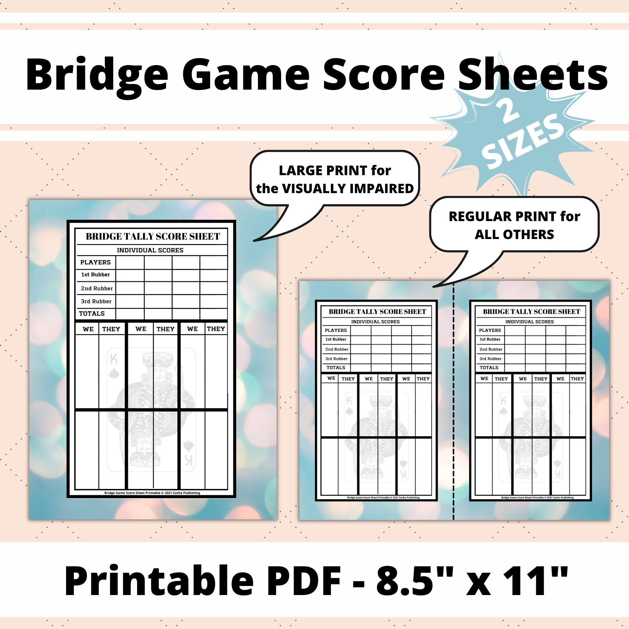 Bridge Game Score Sheets, Printable Bridge Score Pad, Bridge Score Card ...