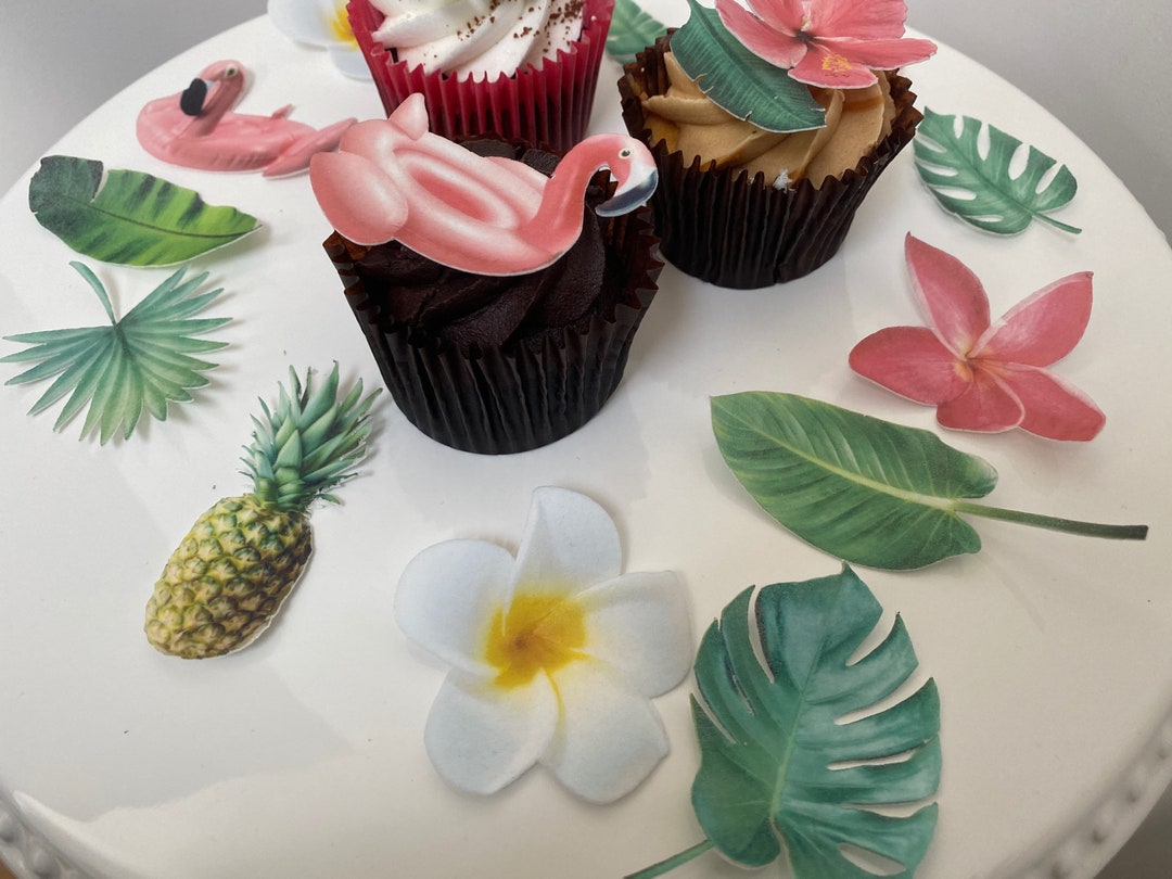 12 Tropical Pre-cut Edible Wafer Toppers - Edible Cake / Cupcake ...
